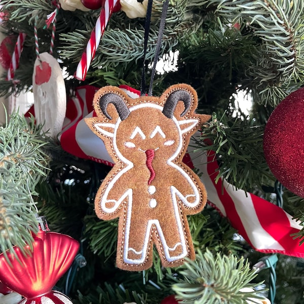Krampus Gingerbread Embroidered Felt Ornament: Merry Creepmas Gift - Etsy