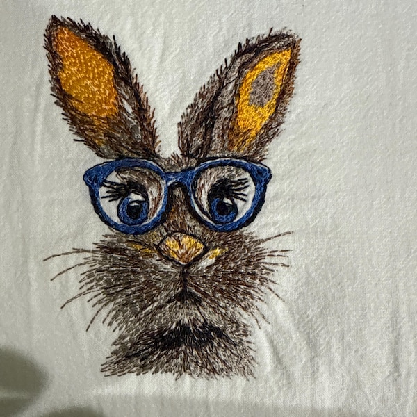 Bunny Machine Embroidery Easter Bunny With Glasses Pattern, 6 Sizes ...