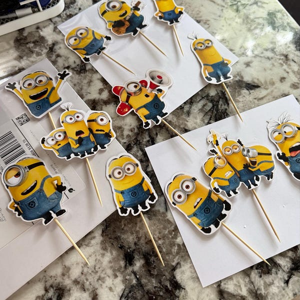 Set of 12 Minion Cupcake Toppers - Etsy