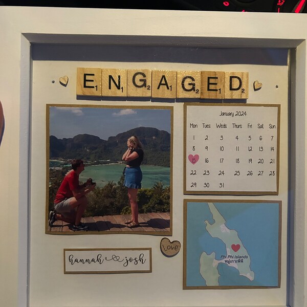 Gift for Engagement, Engaged Gift, Engagement Frame Handmade ...