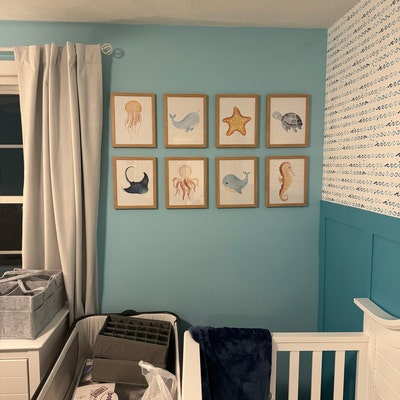 Set of 8 Sea Animal Prints, Under the Sea Nursery Wall Art, Kids ...