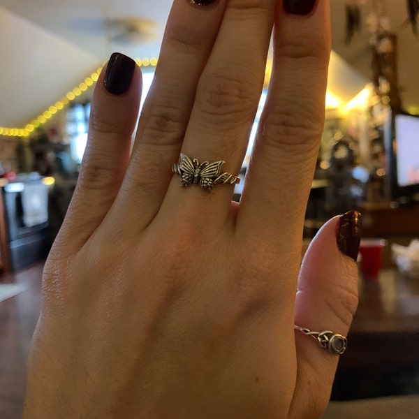 Butterfly Band Ring Solid 925 Sterling Silver Butterfly Ring Statement ...