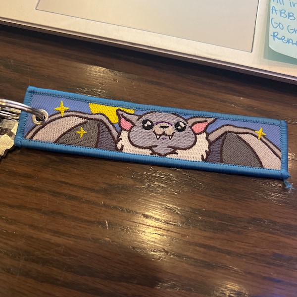 Sleep is for the Weak - Bat - Embroidered Keychain, Bat Keychain, Bat ...