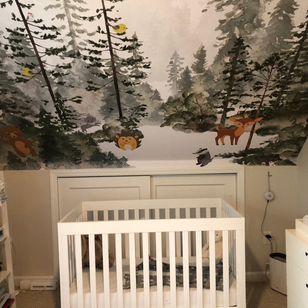 Forest Animal Creatures Wall Decal Nursery Decor Bear Fox Bunny Owl ...