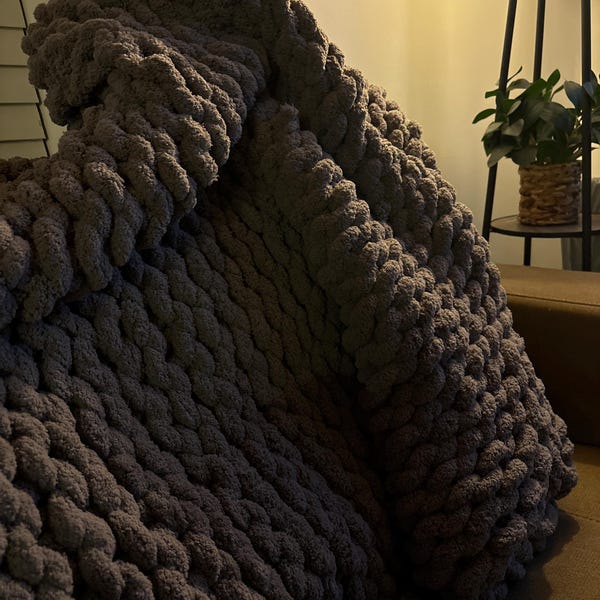 Burgundy Red Chunky Knit Blanket, Throw Blanket, Small to Large Sizes ...
