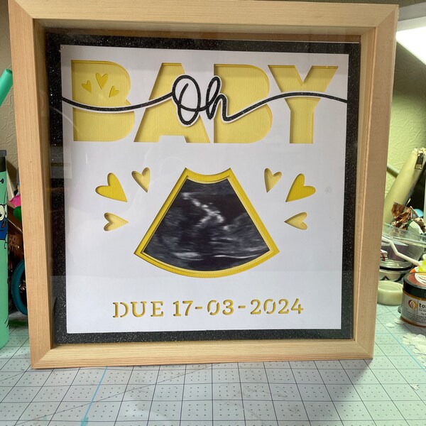 Baby Ultrasound Shadow Box SVG: Pregnancy Announcement Decor (digital ...