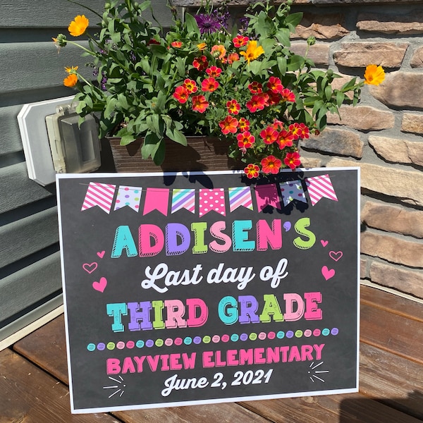 Last Day of Kindergarten Sign PRINTABLE, Last Day of School Chalkboard ...