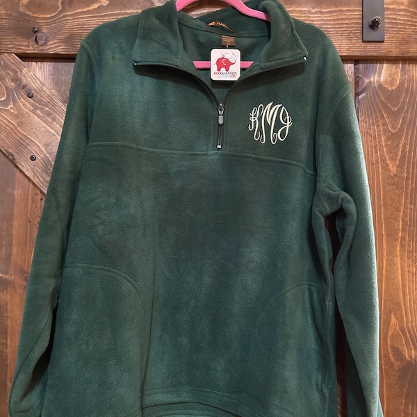 Monogrammed Pullover Quarter Zip Fleece Jacket, Personalized Fall ...