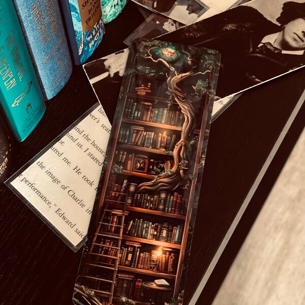 Cute Fantasy Bookmark - Whimsical Magic Library Bookmark - Dark ...