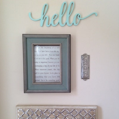Hello Script Wood Sign wood Sign Art, Wooden Hello, Hello Sign, Laser ...
