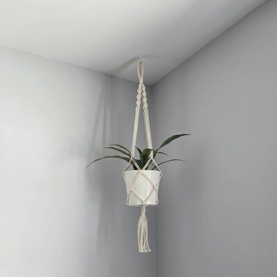 Macrame Ceiling Plant Hanger Indoor, Hanging Wall Planter, Macrame Wall ...