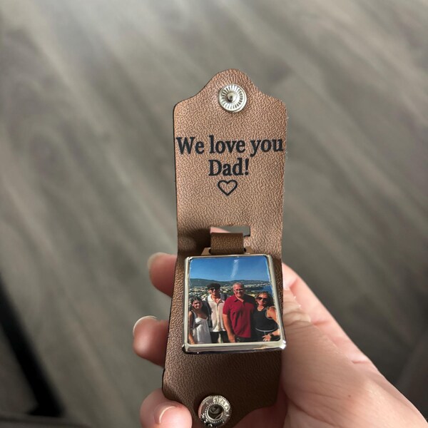Personalized Mens Leather Keychain With Photo,metal Tag Photo Keychain ...