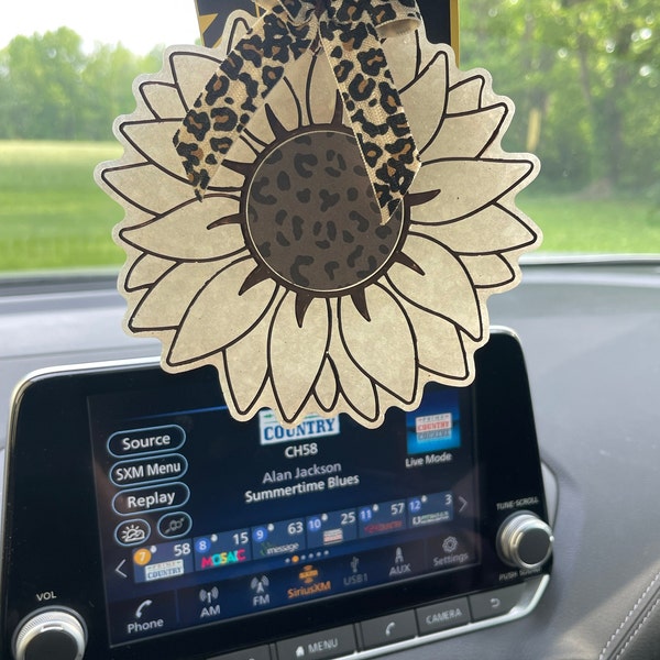 Large Sunflower Car Freshie Sunflower Car Accessories Leopard Print Car ...