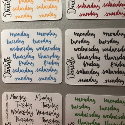 Black Days of the Week Daily Planner Stickers, Journal Stickers ...