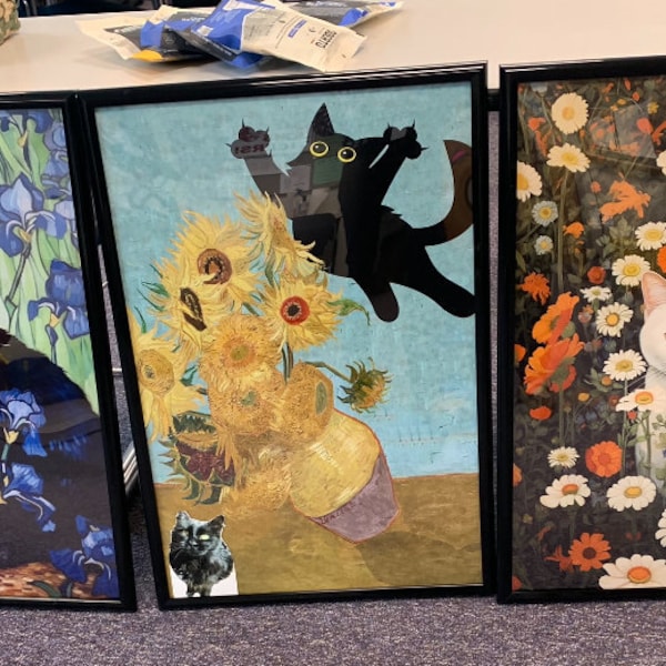 Gustav Klimt-inspired Black Cat in Floral Garden Print - Digital Download for Cat Lovers - Etsy