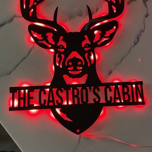 Custom Deer Hunting Monogram Metal Sign LED Lights,personalized Deer ...