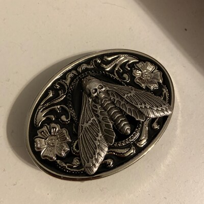 Large Dead Head Moth Belt Buckle Metal Insect Death Goth Punk Retro ...