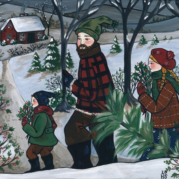 PRINT 8x10 Sally and Cinder Halloween Folk Art - Etsy