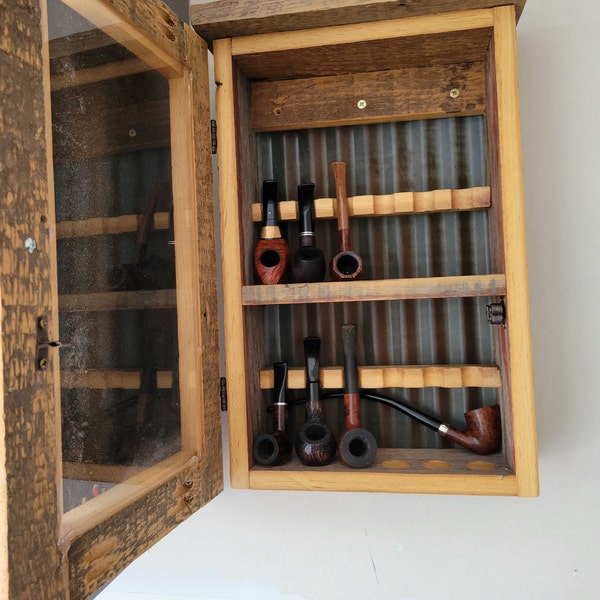 Pipe Cabinet -rack Rustic Barn Wood Display Cabinet 12 -24 or 36 Pipe ...