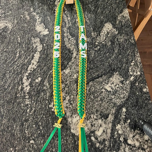 Custom Double Ribbon Graduation Lei With Kraft Name Tag - Etsy