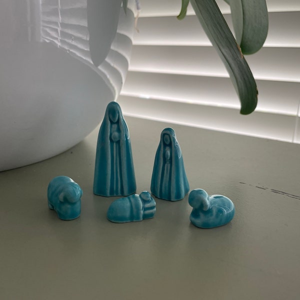Modern Nativity Scene, Blue Caribbean, Handmade, Hand Painted, Ceramic ...