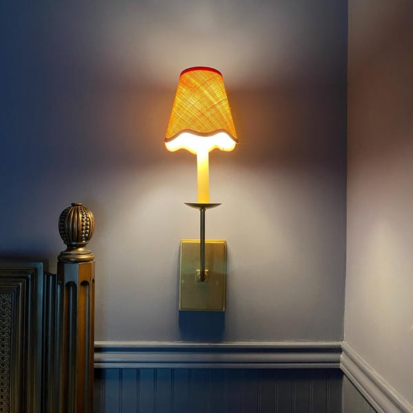 Scalloped White Linen Sconce Shade With Your Choice of Trim Color Made ...