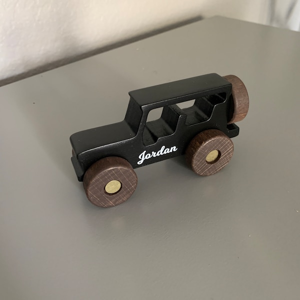 Wooden Name Cars, Personalized Jeep for Baby, Mini Toy Car, Sensory ...