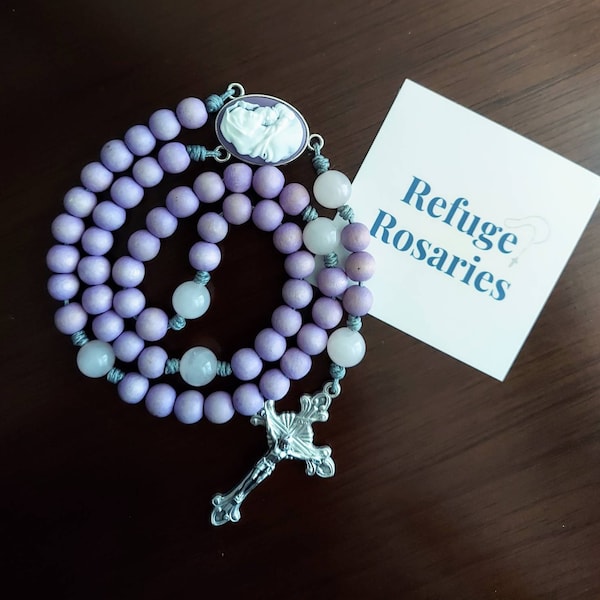 Purple Lent Rosary by Refuge Rosaries With Wood Beads, Rose Quartz ...