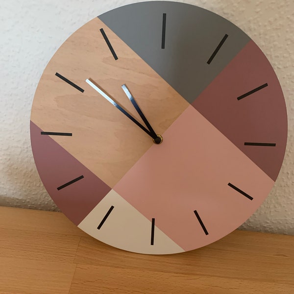 Scandi Wall Clock With Pastel Colors Minimalist Wooden Clock Pale ...