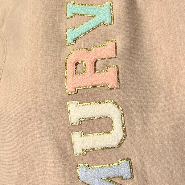 White and Gold Varsity Letter Chenille - Purple and Gold Glitter Patch ...