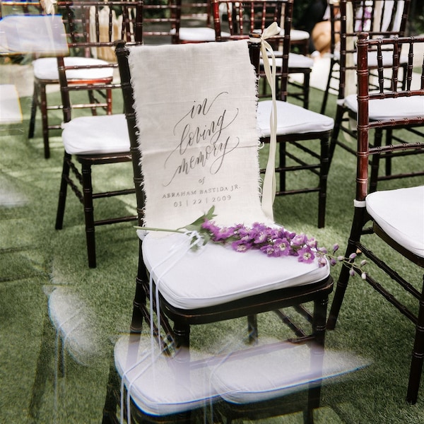 Memorial Chair Sign / Calligraphy Fabric Banner / Custom, Hand-lettered ...