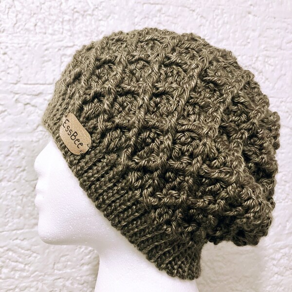 Crochet Pattern - Remington Diamond Cable Hat / Toque / Beanie by ...