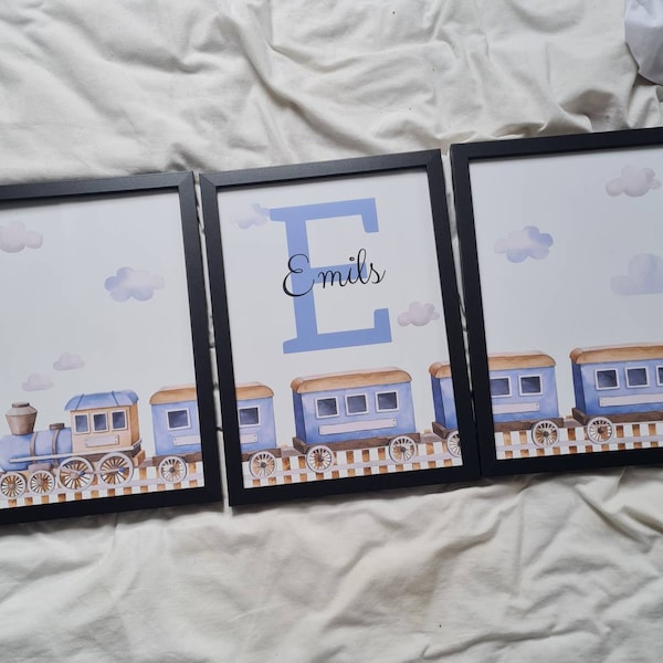 Choo Choo Train Set of 3 Unframed Personalised Name Poster Print ...