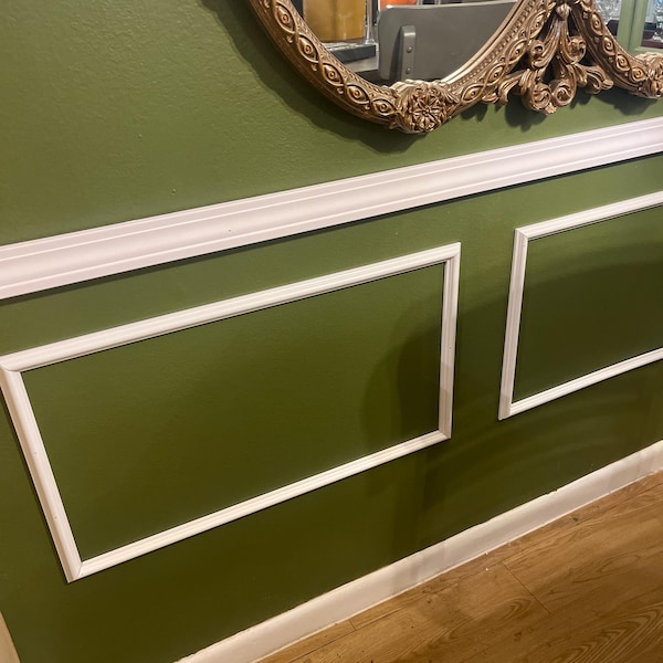 Half Wall Molding , Wainscoting Kit, (1" or 1.57") Easy to Install Wall ...