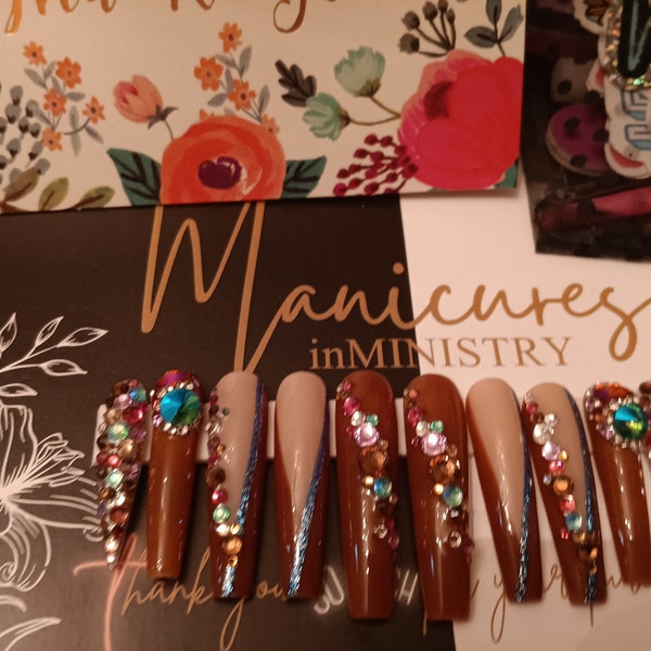 Moss Garden Press on Nails Moss 3D Flower 3D Butterfly Garden Press on ...