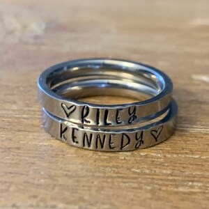 Engraved Stacking Ring Custom Silver Stainless Steel | Etsy