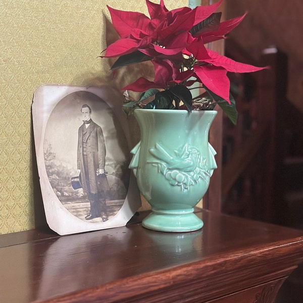 Rustic Ceramic Pitcher With Exotic Bird, Cherry Blossoms, and Fruit ...