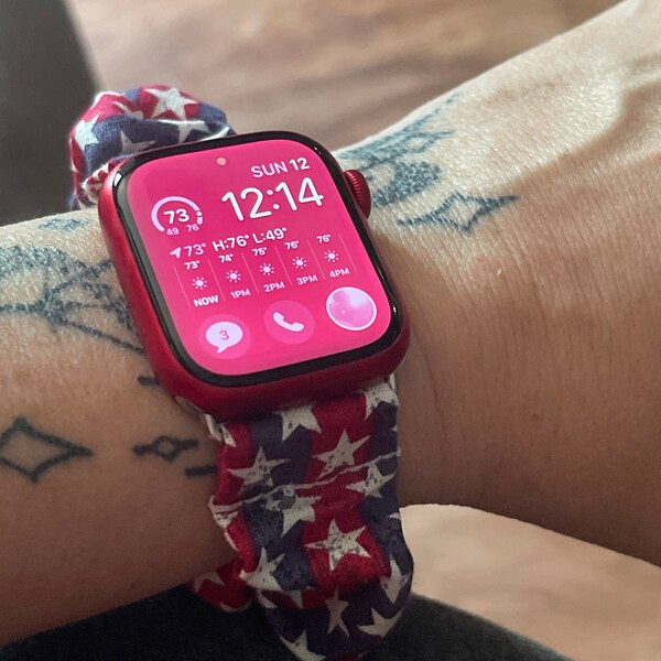 Apple Watch Band Cute Iridescent Pink and Silver Scrunchie Watch Band ...