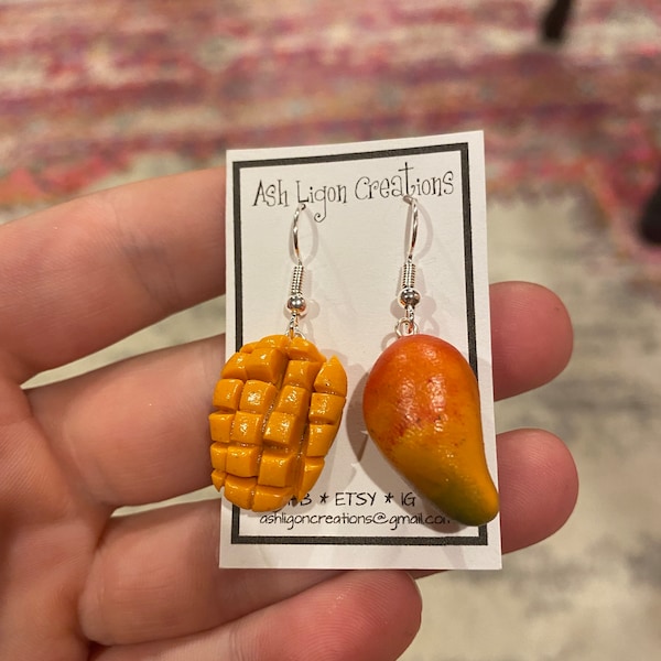 Handmade Polymer Clay Mango Earrings: Hypoallergenic Hooks - Etsy