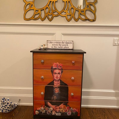 SOLD OUT Mermaid, Hand Painted, Vintage Side Table, Bedroom Furniture ...