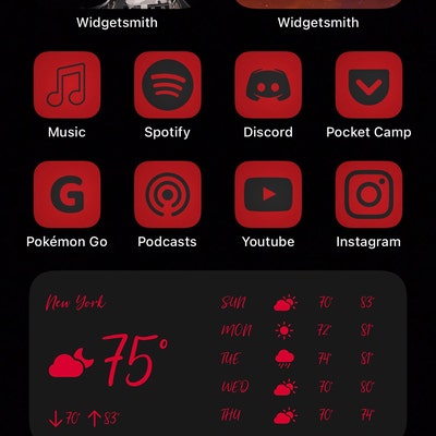 Red and Black App Icons, iPhone Theme Pack, Aesthetic Red App Icons ...
