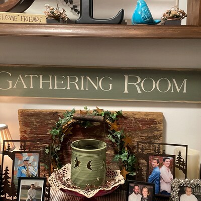 S 103 Wooden, Handmade, Long Sign. Gathering Room. 40 X 5 1/2 X 3/4 ...