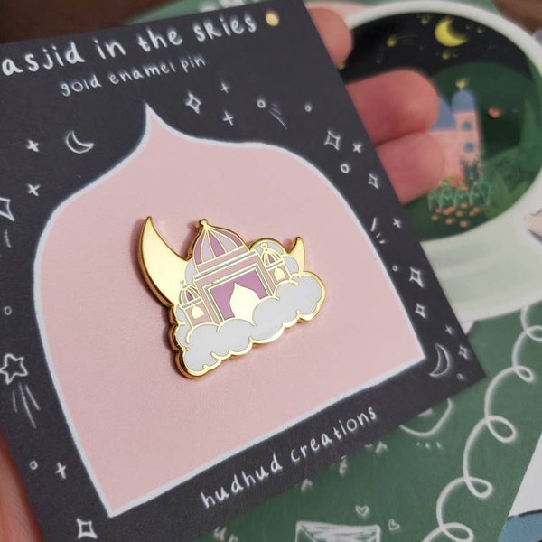Enamel Pin-masjid in the Skies Gold Enamel Pin, Muslim Pin, Mosque ...