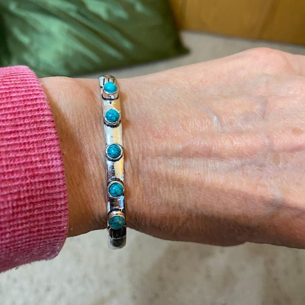 Turquoise Bangle, Handmade Bangle, Statement Bangle, Turquoise Jewelry ...
