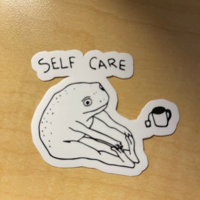 Funny Frog Self Care Sticker, Funny Frog Self Care Retro Sticker, Funny ...