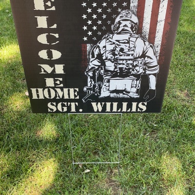 Welcome Home Military Sign single or Double-sided Comes With H-stake ...
