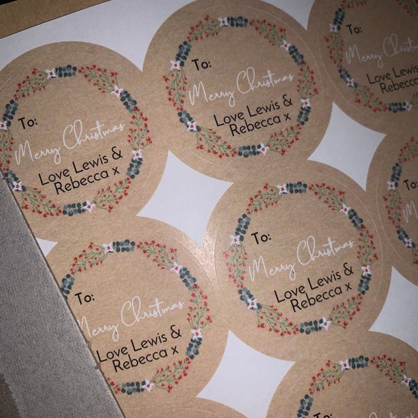 24 Personalised Christmas Labels / Stickers / Gift Labels / Tags ...