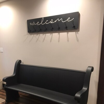 Towel Hooks Coat Rack Sign Bathroom Decor Bathroom Sign Rustic Wood ...