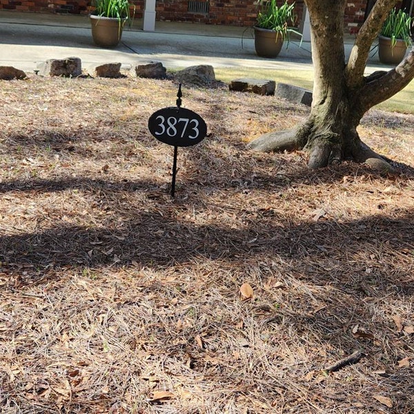 STONE House Numbers Slate Address Plaque / LAWN STAKE / Carved / Marker ...