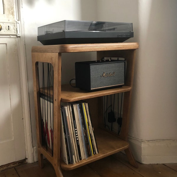 Mid Century Modern Record Player Table / Vinyl Records Storage Unit ...